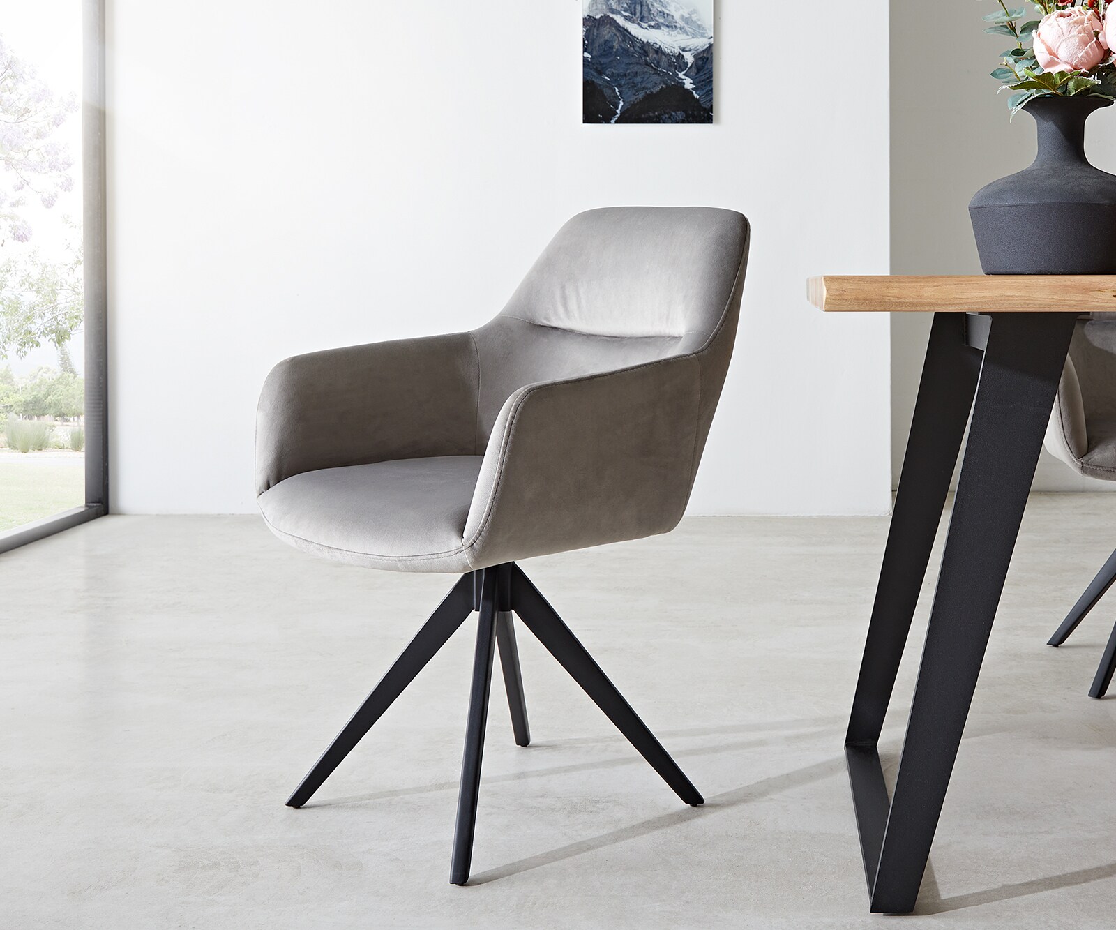 Esszimmerstuhle Grau Drehbar